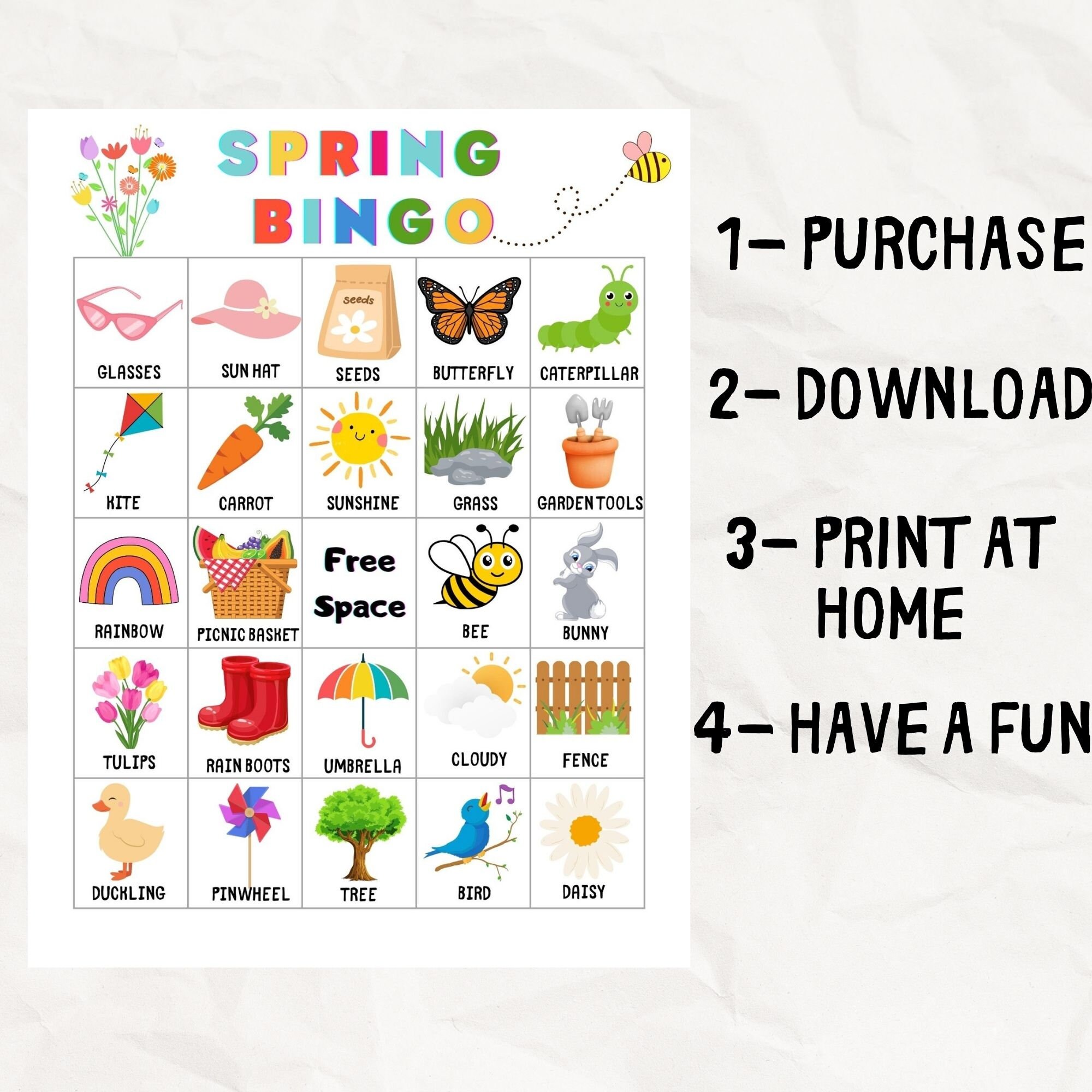 50 Spring Bingo Cards, Printable Spring Bingo Game, Bingo Spring ...