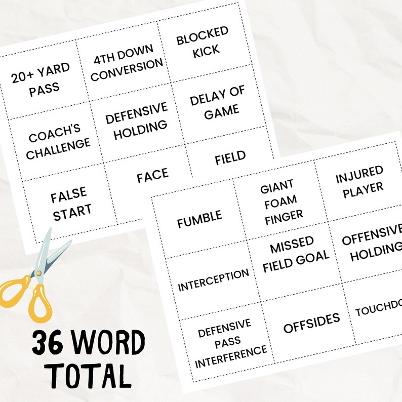 Football Bingo, 50 Football Bingo Cards, Football Activity, Kid's ...