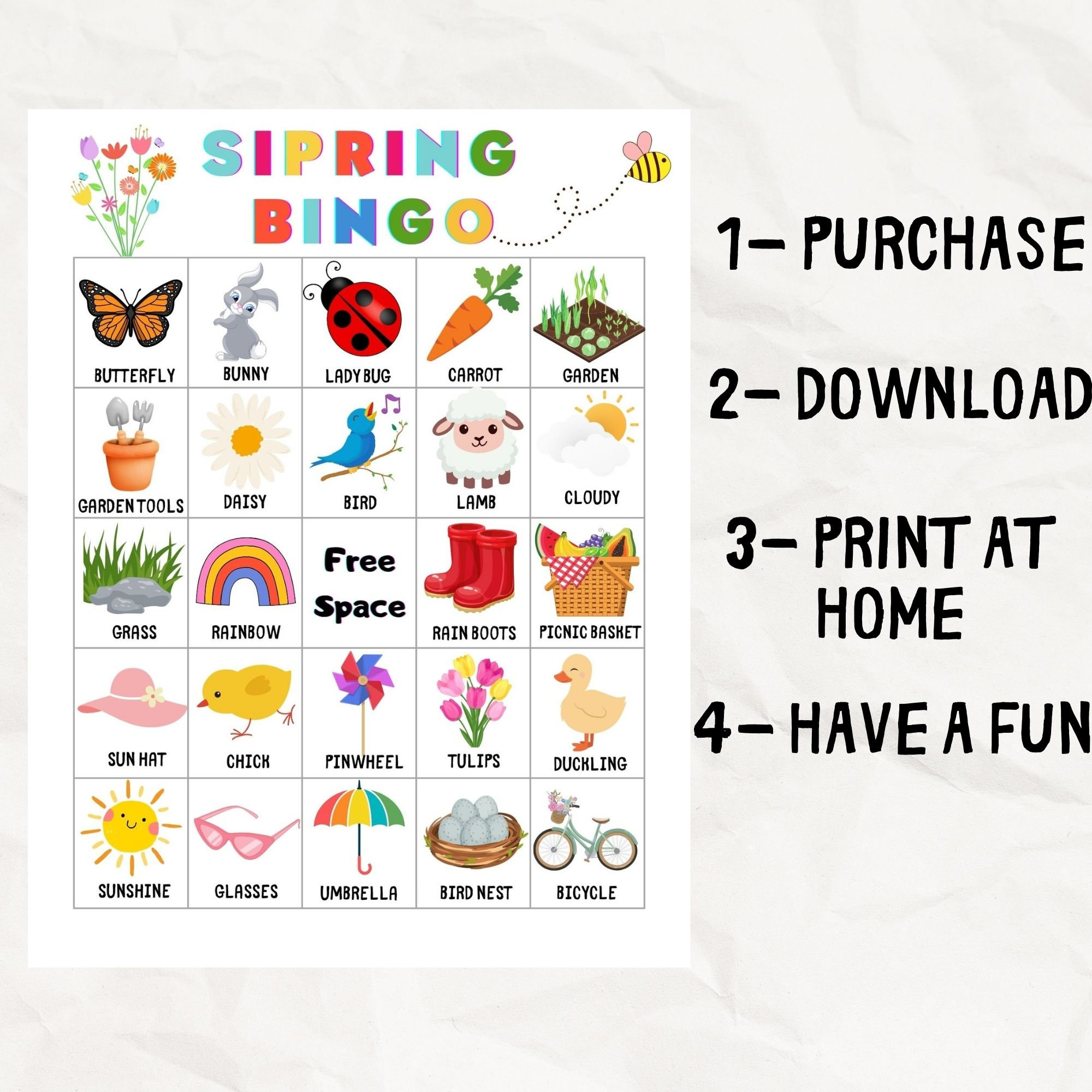 50 Spring Bingo Cards, Printable Spring Bingo Game, Bingo Spring ...