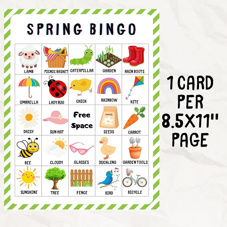 30 Spring Bingo Cards, Printable Spring Bingo Game, Bingo Spring ...