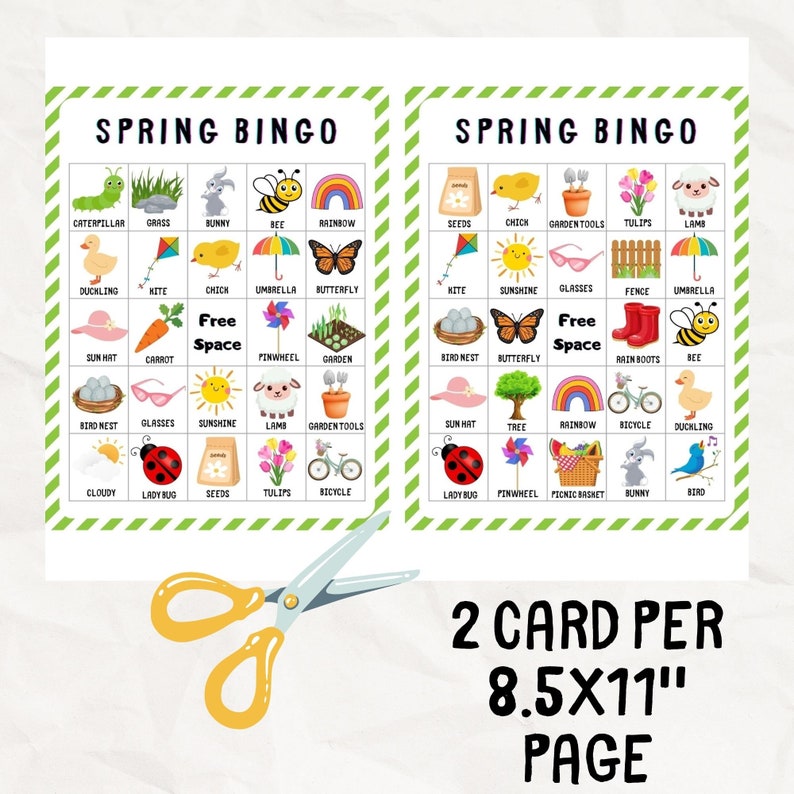 30 Spring Bingo Cards, Printable Spring Bingo Game, Bingo Spring ...