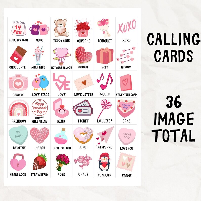 Valentine's Day Bingo, 30 Printable Valentine's Bingo Card, Valentine's ...