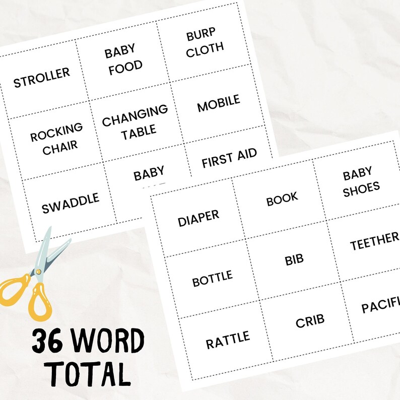 50 Baby Shower Bingo Cards, Printable Baby Gold Bingo Game Cards ...