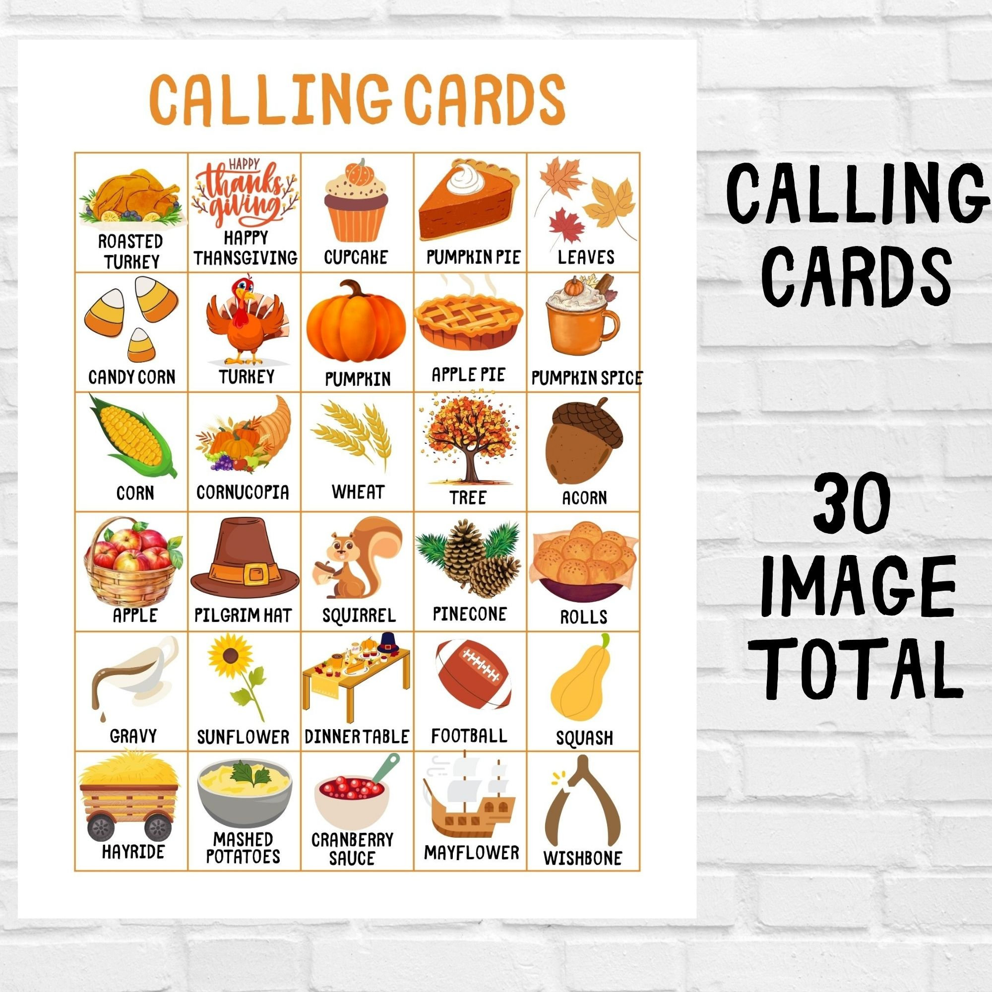 Thanksgiving Bingo, 30 Printable Thanksgiving Bingo Cards, Classroom ...