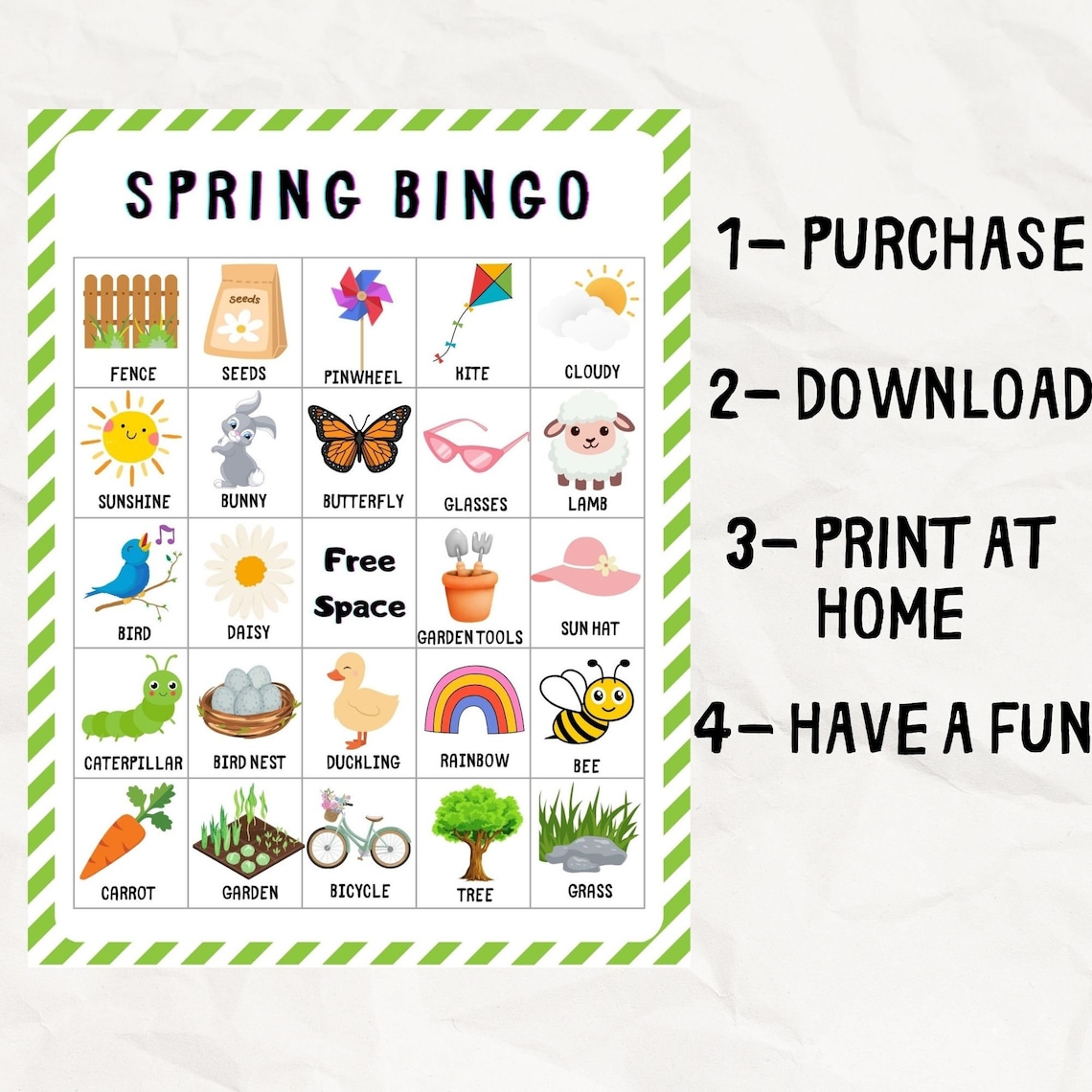 30 Spring Bingo Cards, Printable Spring Bingo Game, Bingo Spring ...