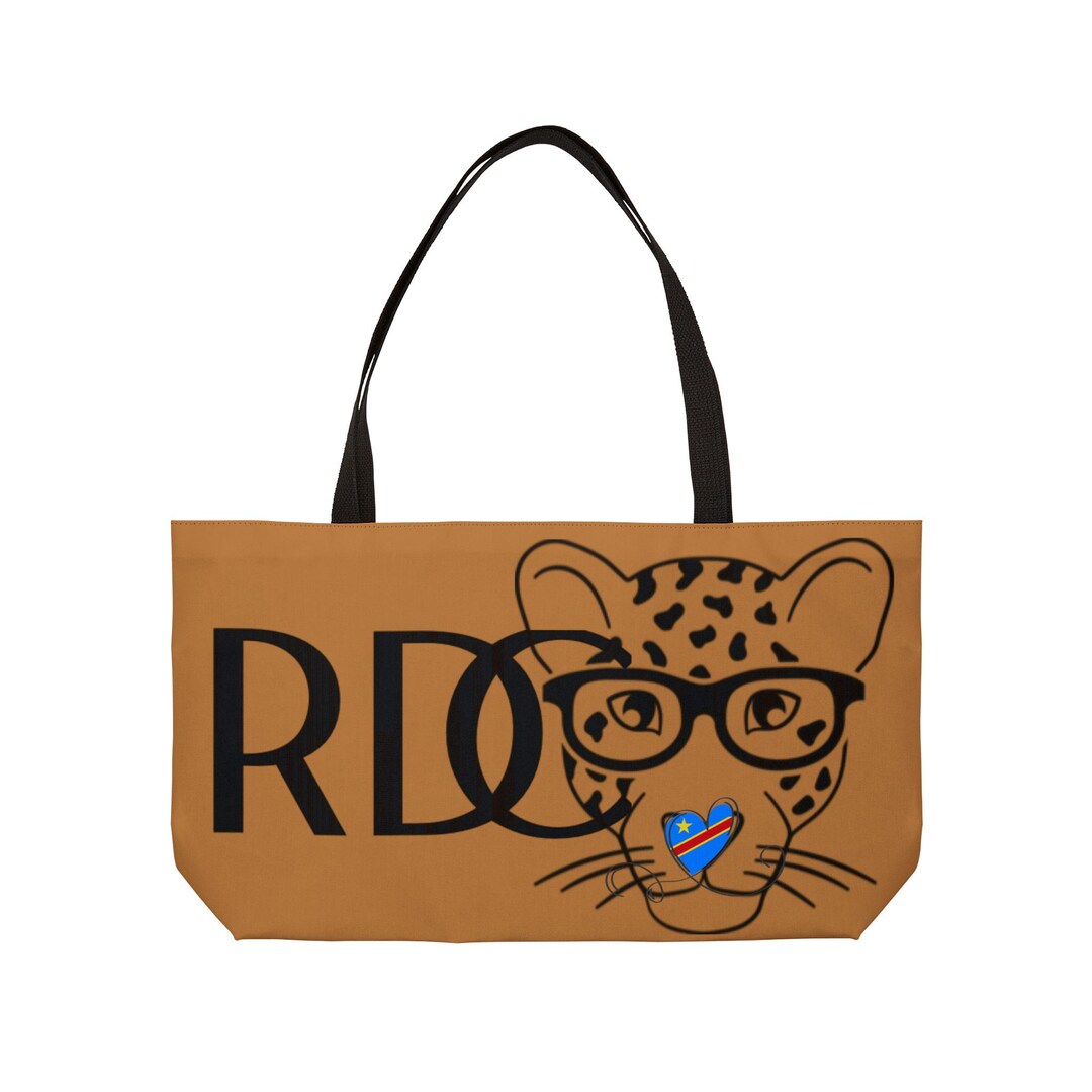 RDC LOGO Standing for Democratic Republic of Congo With Leopard Design Medium Weekender Stylish ...
