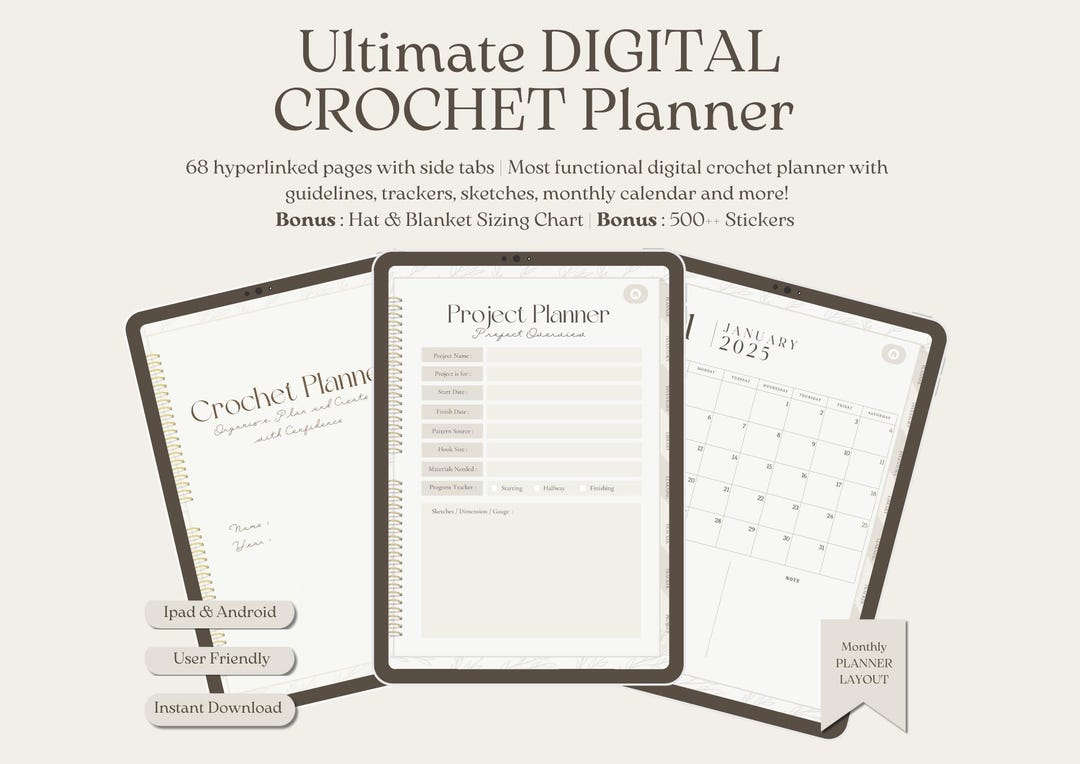 Digital Crochet Planner | Project Organizer, Supplies Tracker & Pattern ...