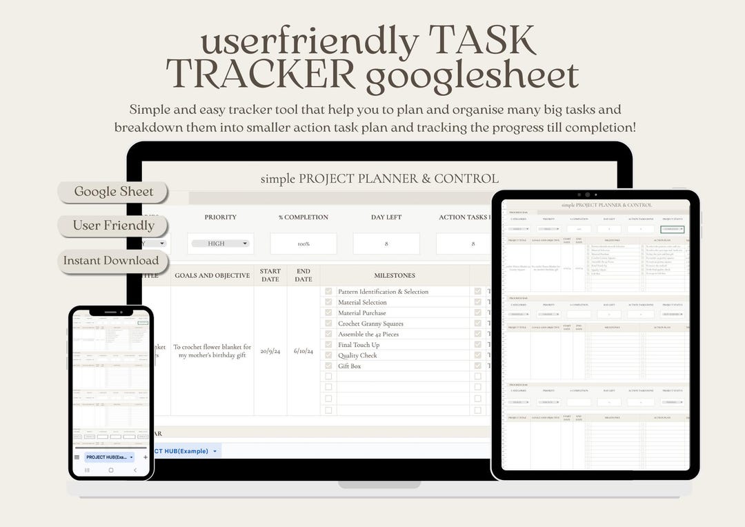 Task Tracker Googlesheet Template Simple Easy That Help to Plan, Track ...
