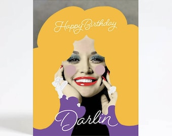 Pink Parton Me Darlin' Happy Birthday Card Dolly Parton Birthday Card ...