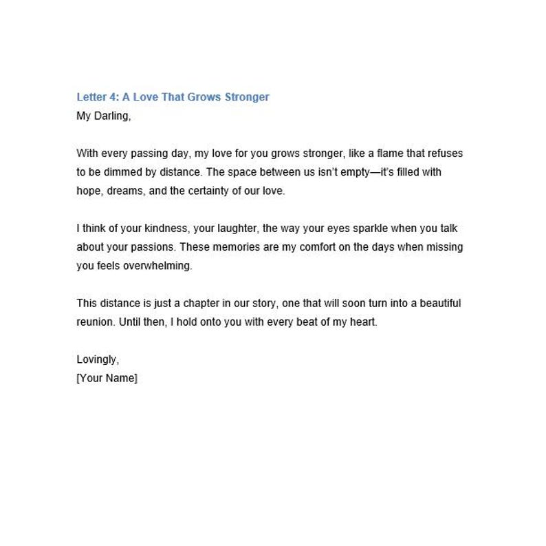 5 Long-distance Love Letters Printable. Romantic Templates for Couples ...