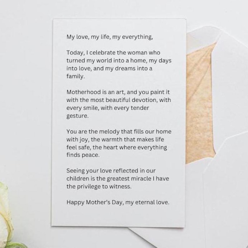 Mother's Day Love Letters: Romantic Messages From Husband (digital ...