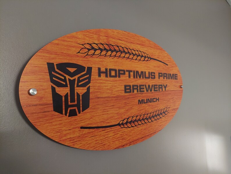 Hoptimus Prime Brewery Sign - Metal Transformers Sign - Man Cave Beer ...