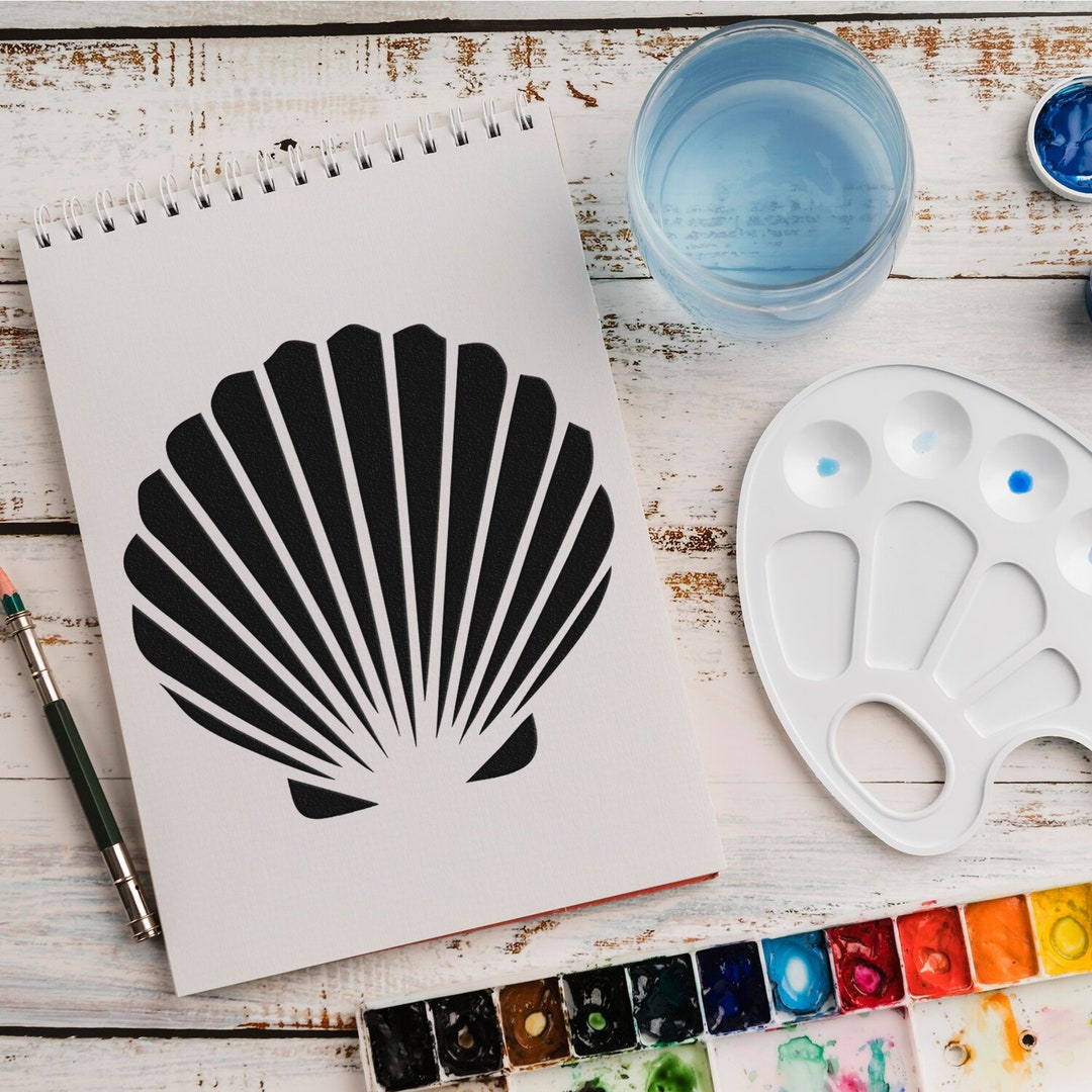 Stencil Shell Sea V7 Design Stencil DIY Airbrush Pattern Wall Design ...