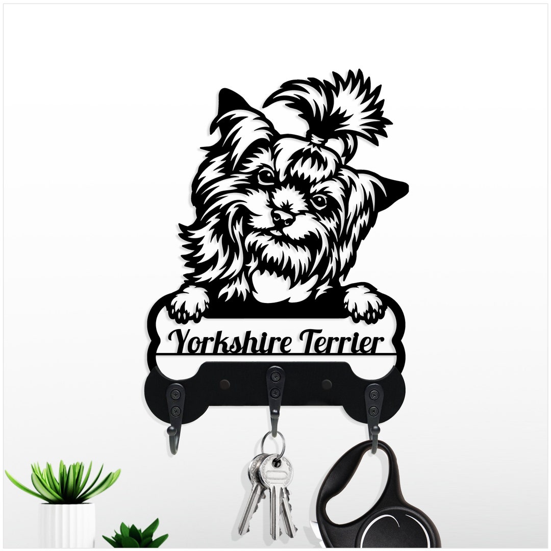 Key Rack Yorkshire Terrier V1 Design Dog Gift Customizable With 3 Metal ...