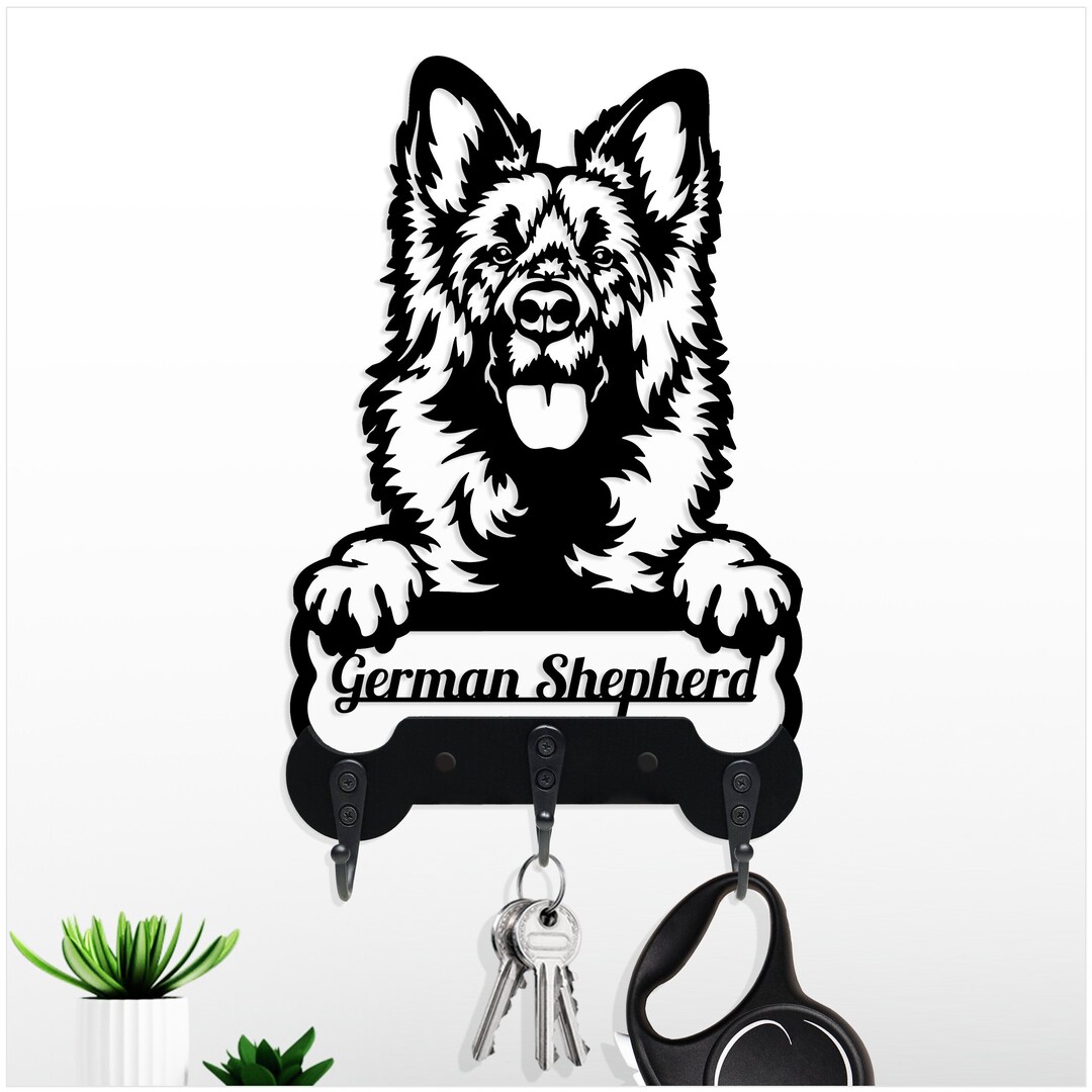 Key Rack German Shepherd V1 Design Dog Gift Customizable With 3 Metal ...