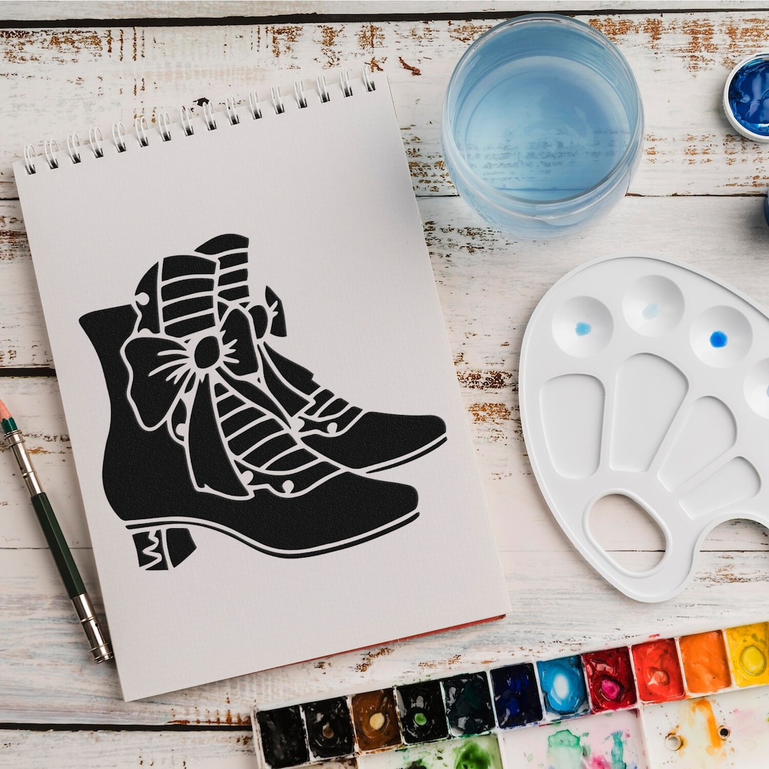 Stencil Ankle Boots Shoes V1 Design Stencil DIY Airbrush Pattern Wall ...