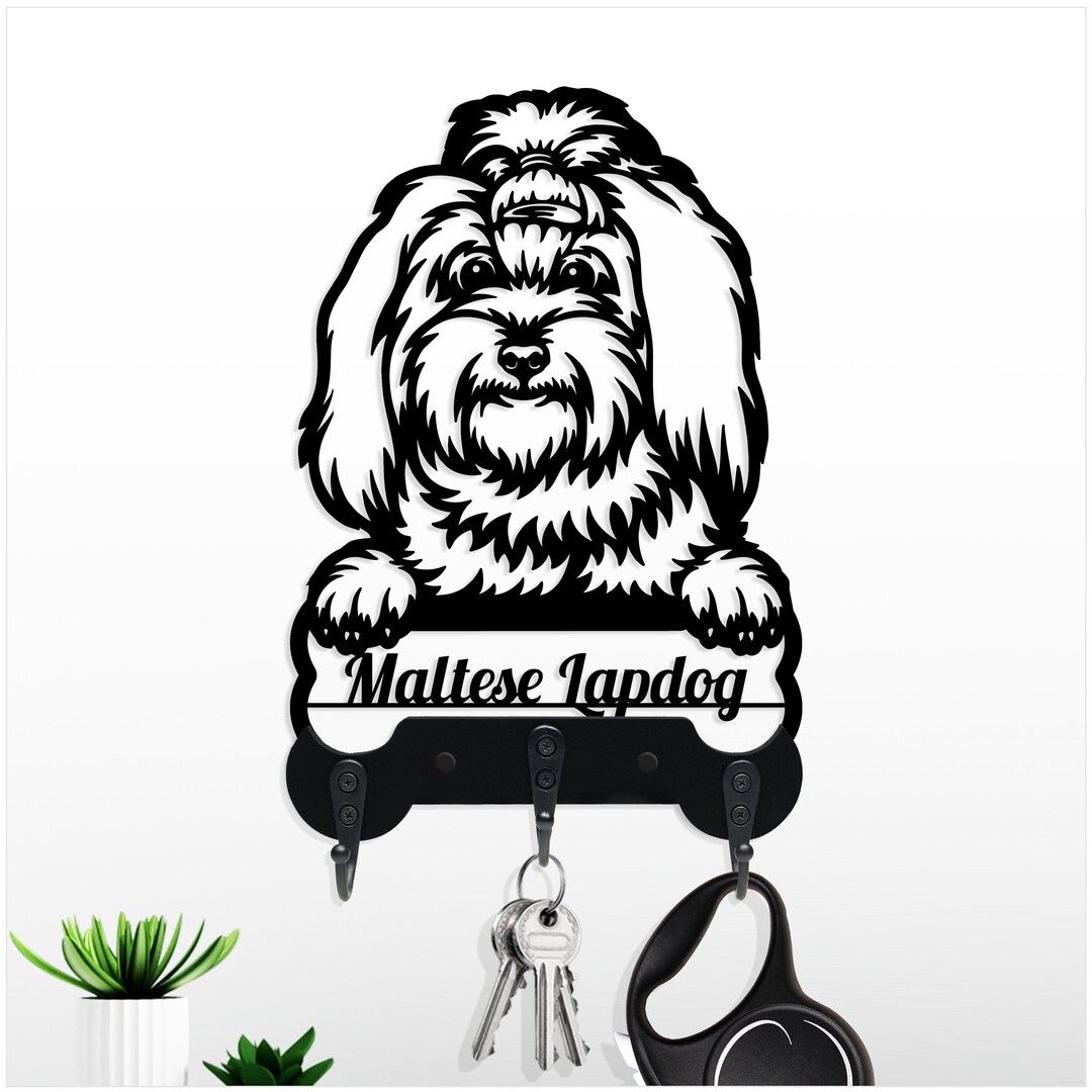 Key Rack Maltese Lapdog V3 Design Dog Gift Customizable With 3 Metal ...