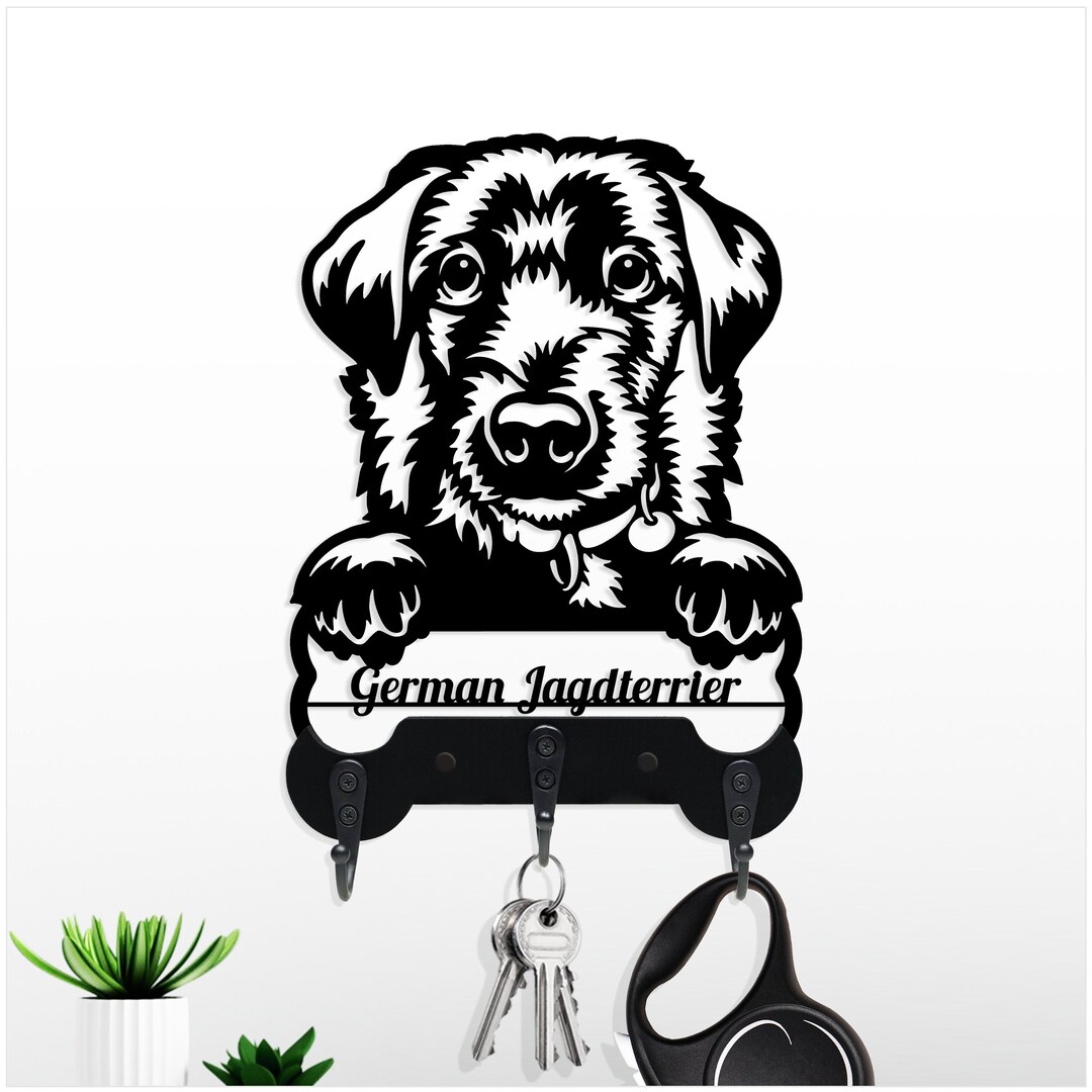 Key Rack German Jagdterrier V1 Design Dog Gift Customizable With 3 ...