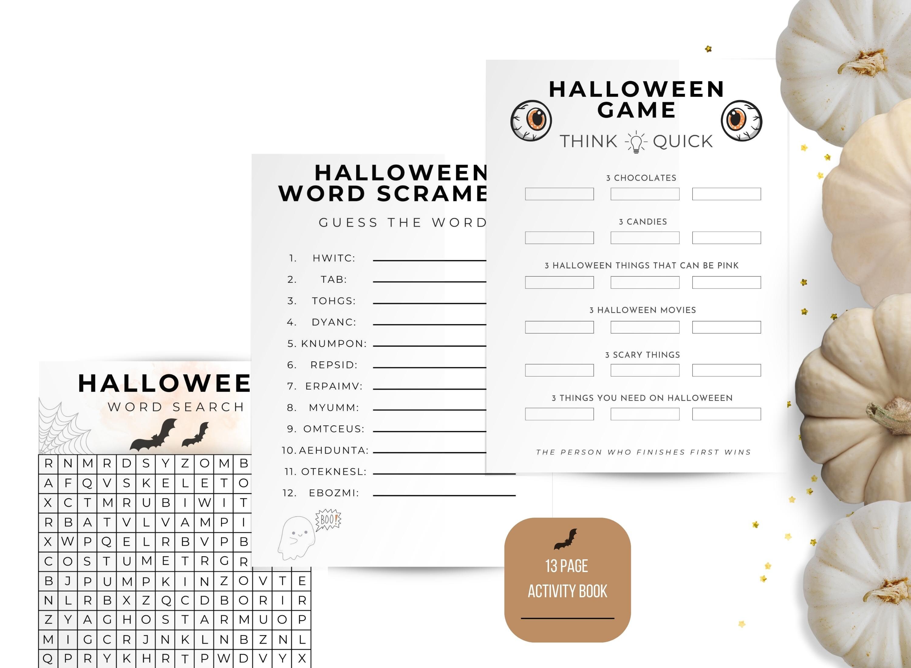 Halloween Word Search Printable Kids Activity Book for Halloween ...