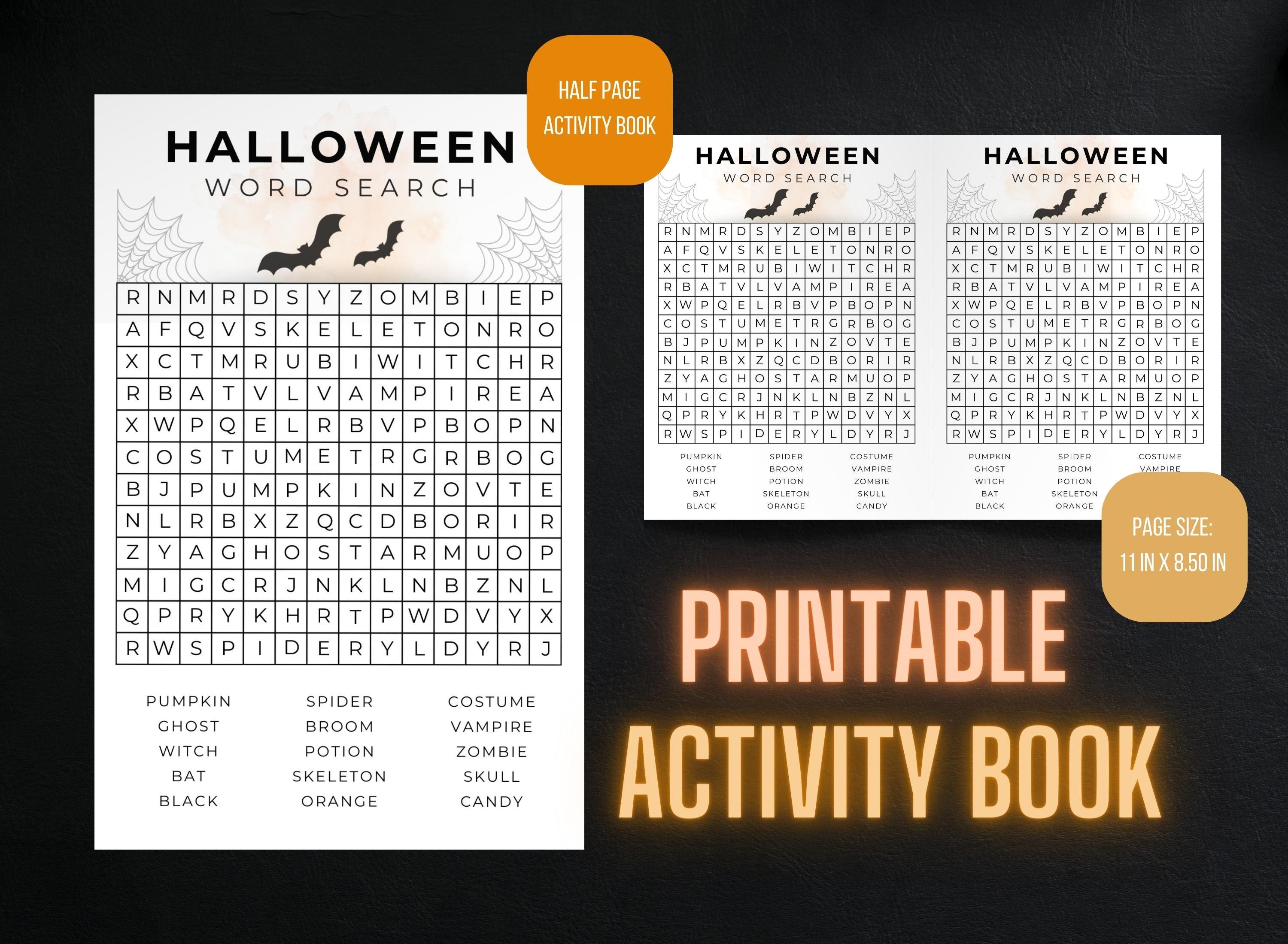 Halloween Word Search - Printable Kids Activity Book for Halloween ...