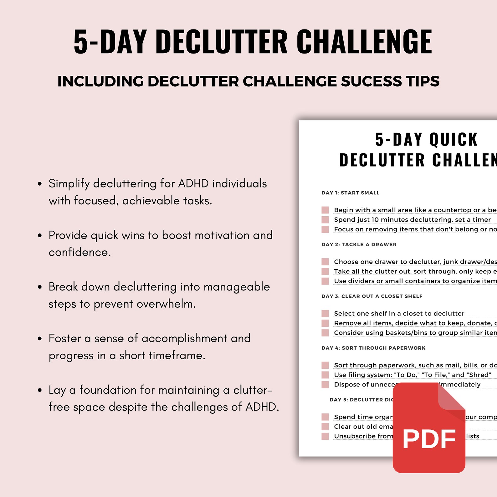 ADHD Cleaning Planner Bundle, Printable Cleaning Planner Declutter Home Declutter Planner ...