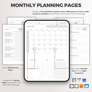 ADHD Digital Planner Goodnotes iPad Journal Notability Adult Month ...