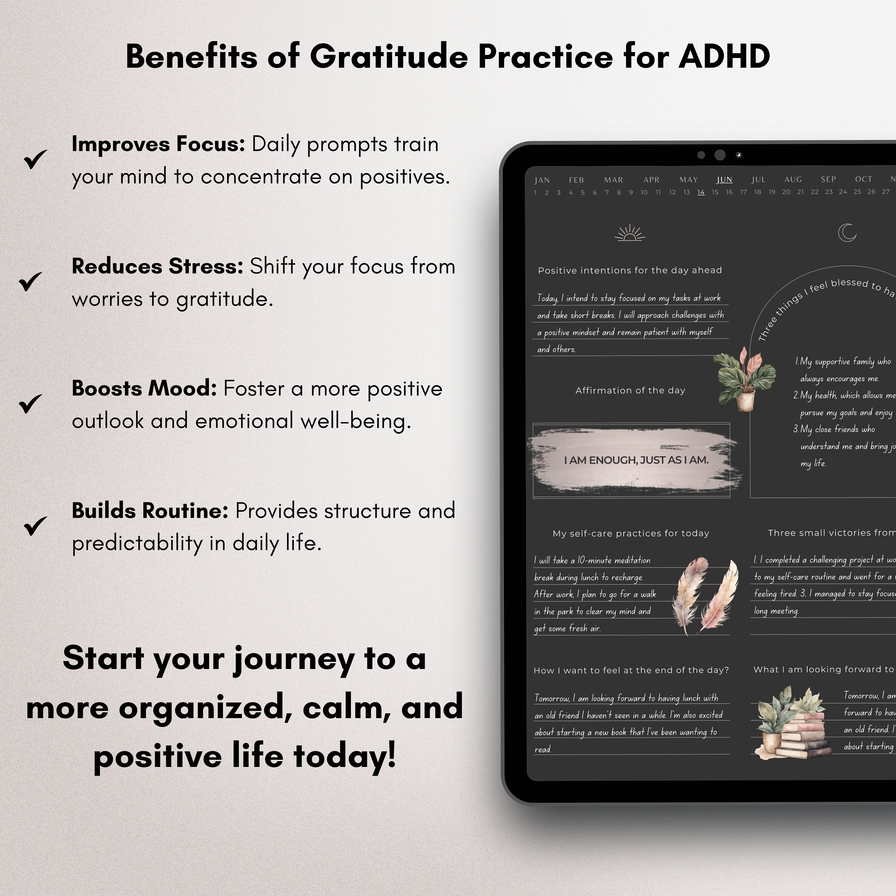 ADHD Journal Gratitude Goodnotes Adult iPad Mindfulness Self-care Daily ...