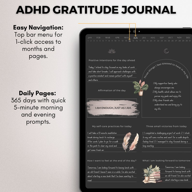 ADHD Journal Gratitude Goodnotes Adult iPad Mindfulness Self-care Daily ...