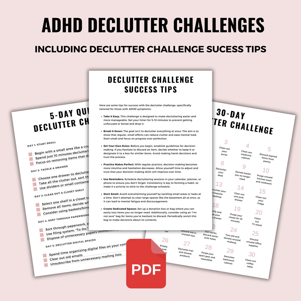 ADHD Cleaning Planner Bundle, Printable Cleaning Planner Declutter Home ...