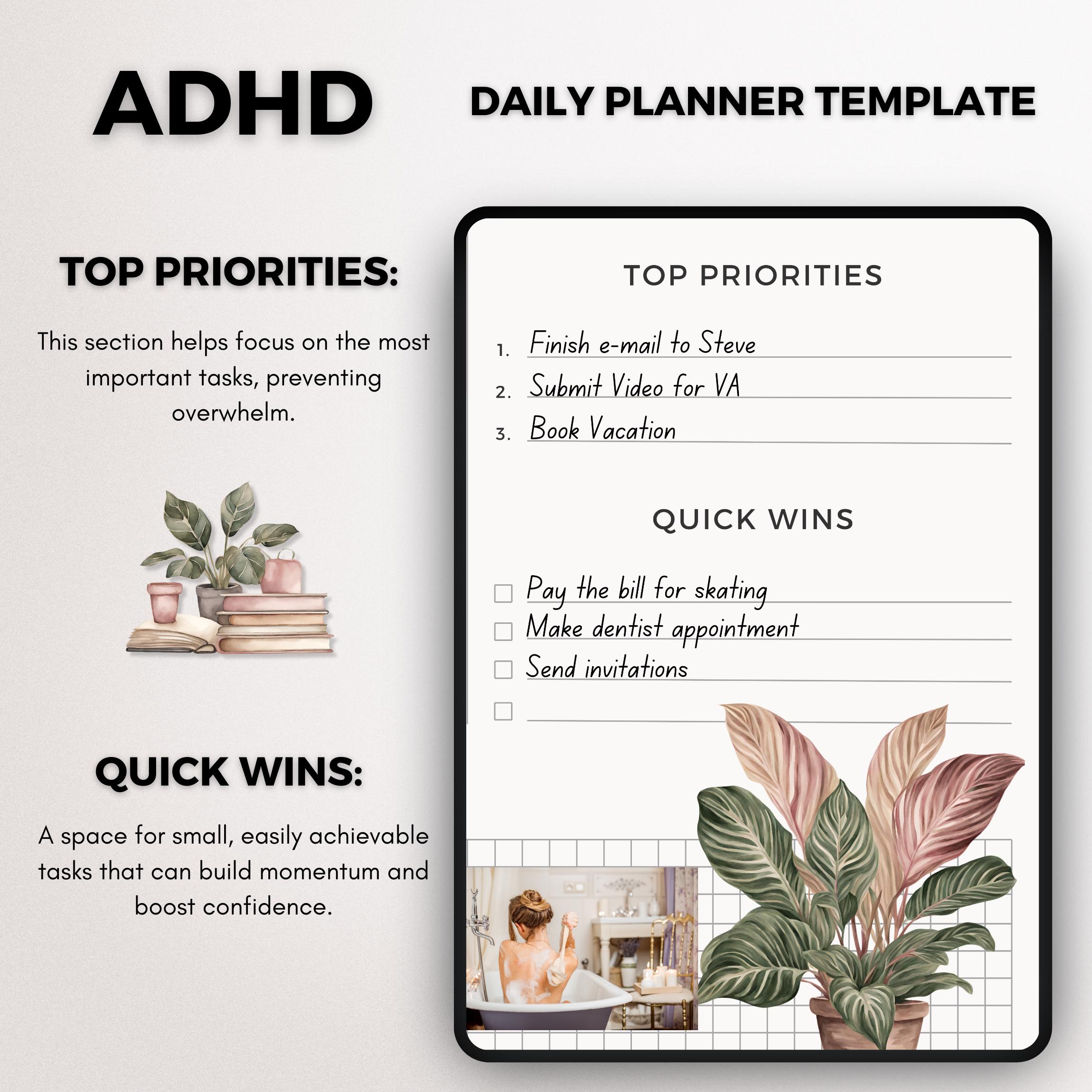 ADHD Daily Planner Template Goodnotes Journal Digital Organizer iPad ...