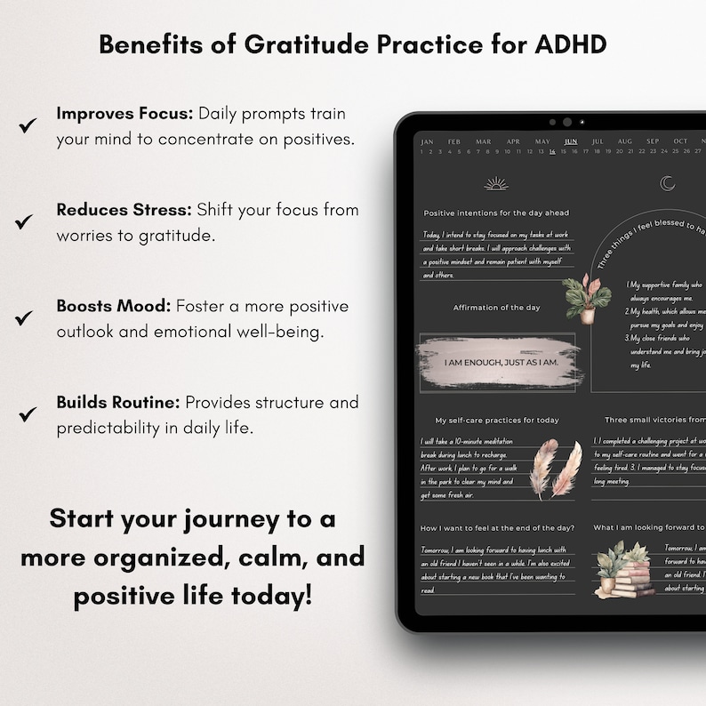 ADHD Journal Digital Gratitude Goodnotes Adult iPad Mindfulness Self ...