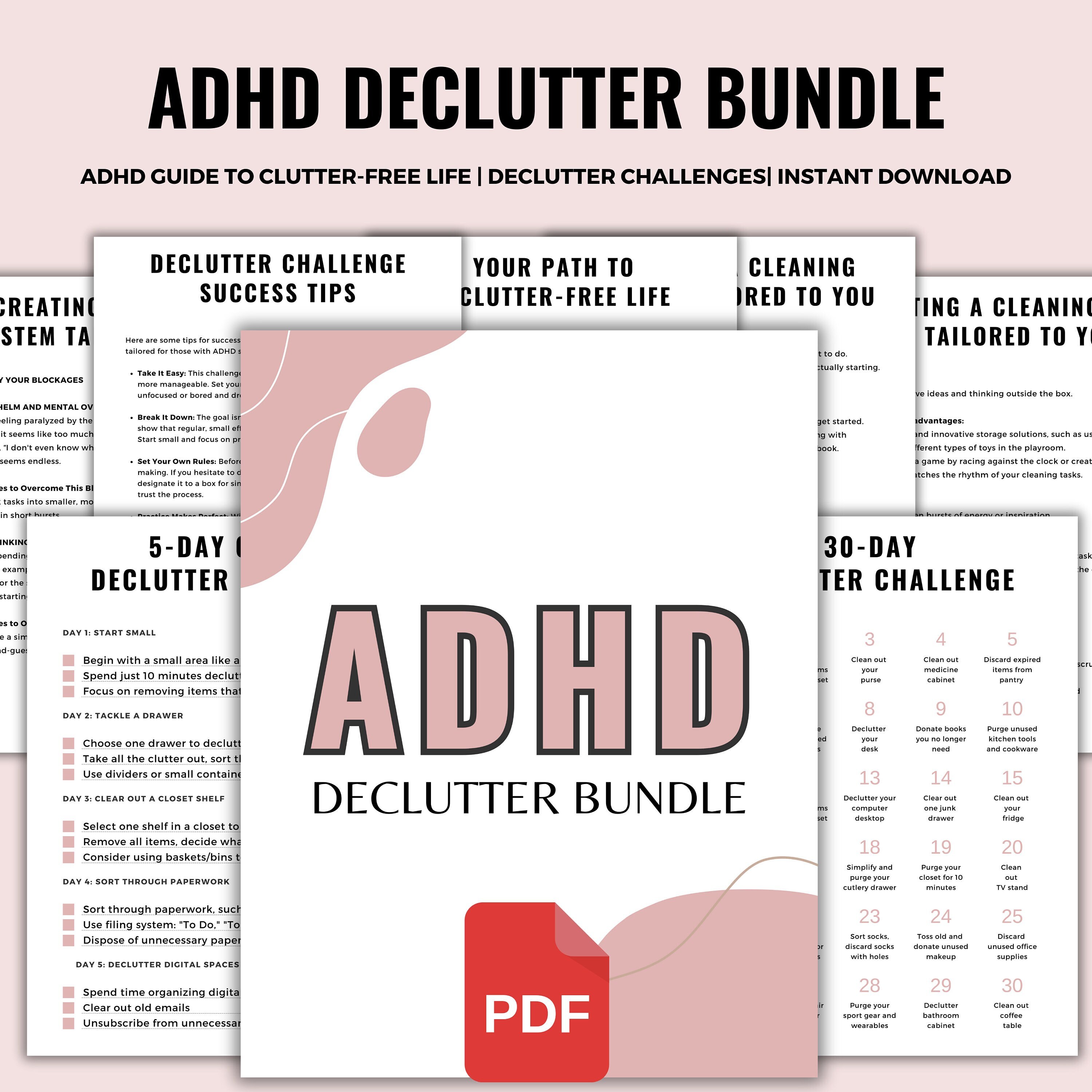 ADHD Cleaning Planner Bundle, Printable Cleaning Planner Declutter Home ...