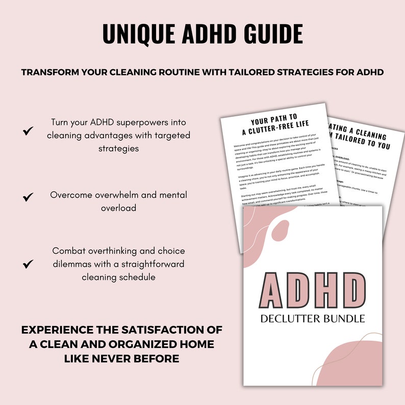 ADHD Cleaning Planner Bundle, Printable Cleaning Planner Declutter Home ...