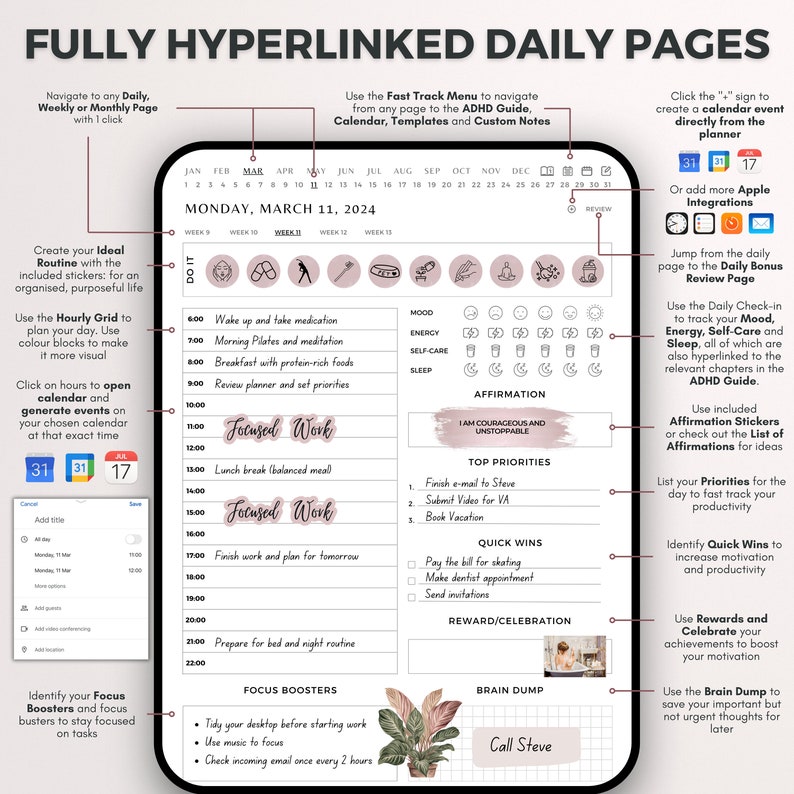 Goodnotes Adhd 2024 Adult Journal Digital Planner Organizer Daily ...