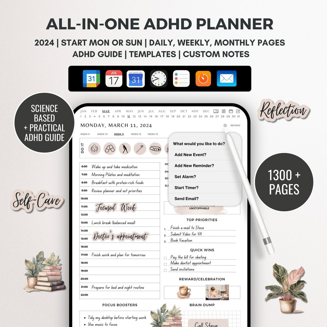 Adhd Planner Goodnotes 2024 Adhd iPad Planner Adhd Digital Goodnotes ...