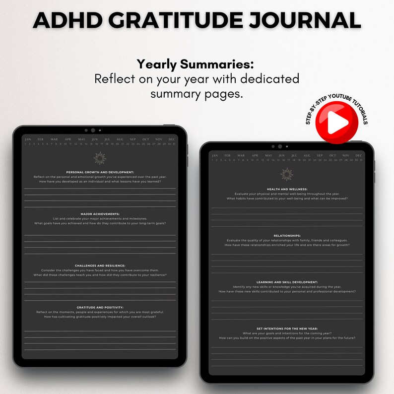 ADHD Journal Digital Gratitude Goodnotes Adult iPad Mindfulness Self ...