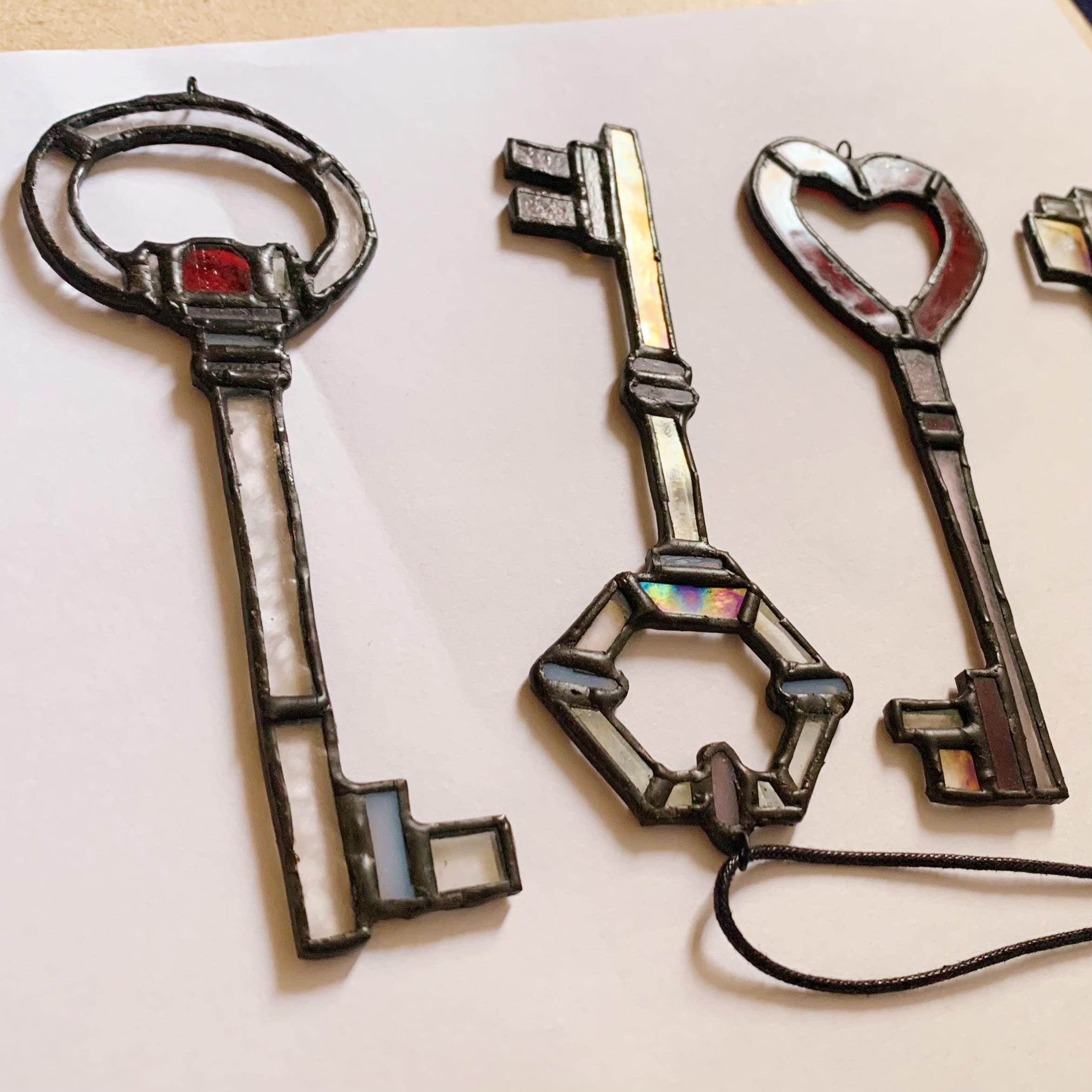 Set of 4 Stained Glass Keys | Symbolic Home Decor, Unique Gifts ...