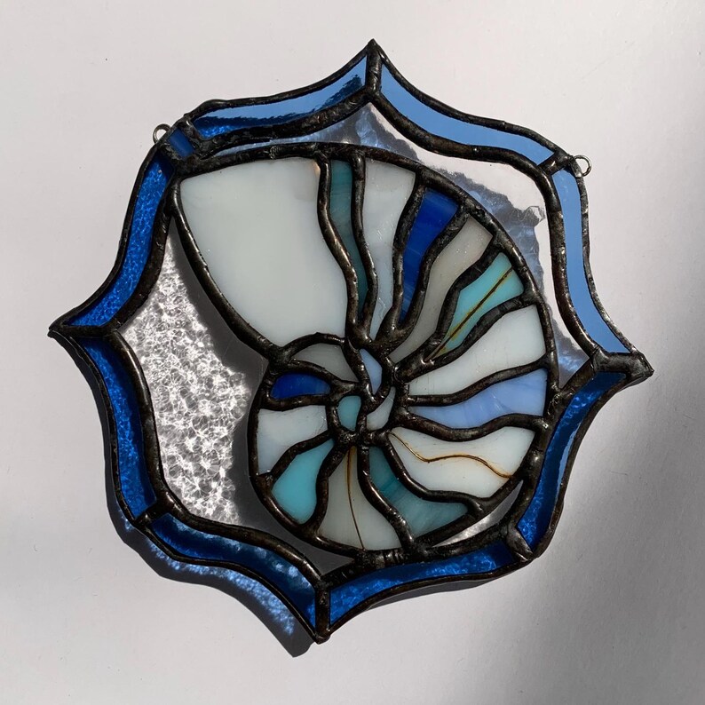 Handcrafted Stained Glass Shell | Coastal Sun Catcher | Nautical Home ...