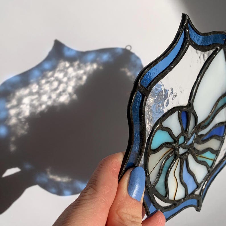 Handcrafted Stained Glass Shell | Coastal Sun Catcher | Nautical Home ...