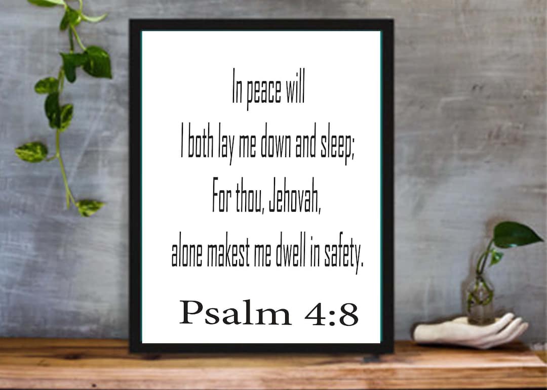Psalm 4:8 Bible Verse Christian Wall Art Restful Sleep Instant Download ...