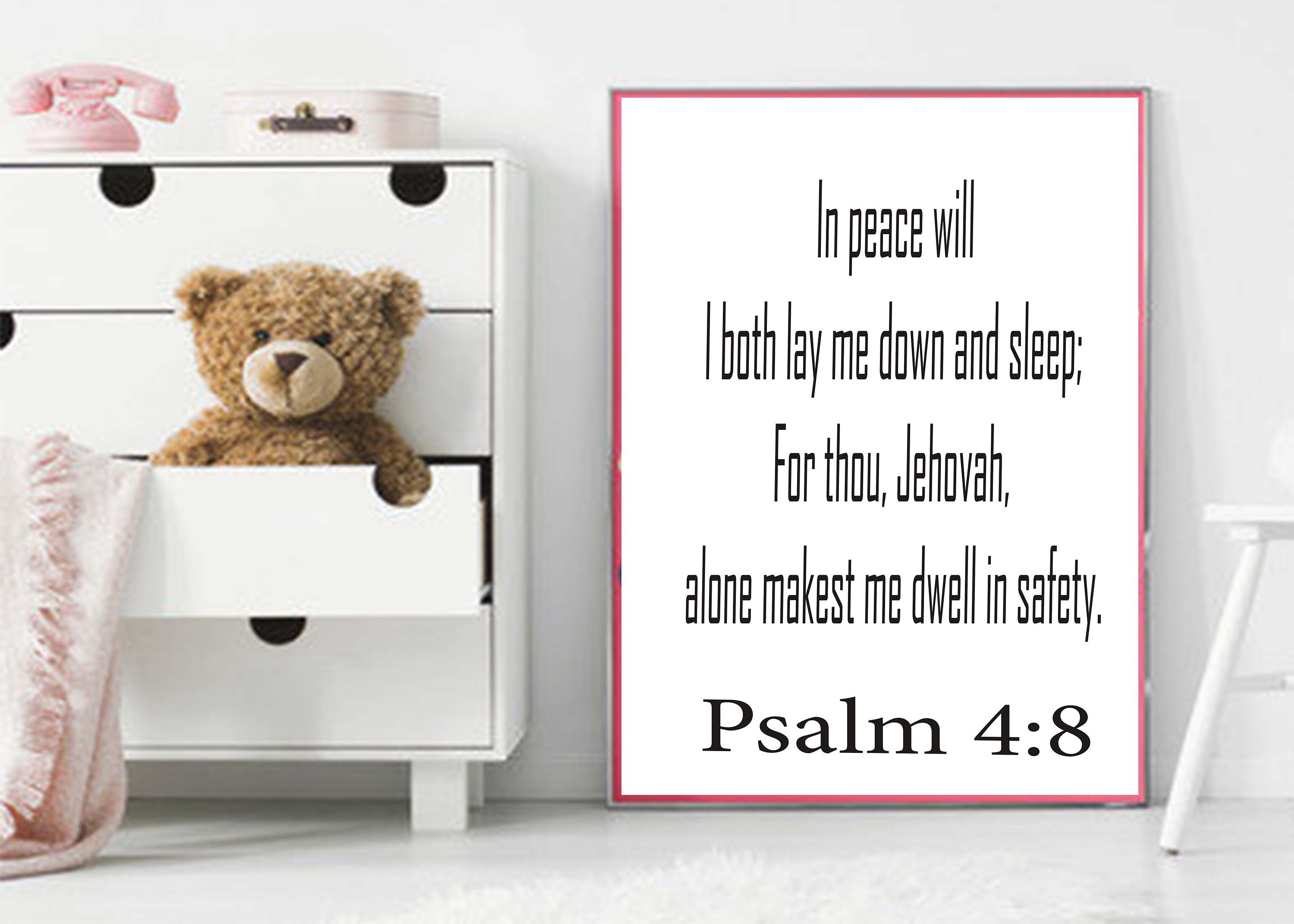 Psalm 4:8 Bible Verse Christian Wall Art Restful Sleep Instant Download ...