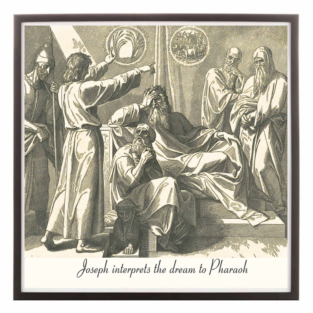 Joseph Interprets Dreams to Pharaoh: Vintage Bible Art Print (digital ...