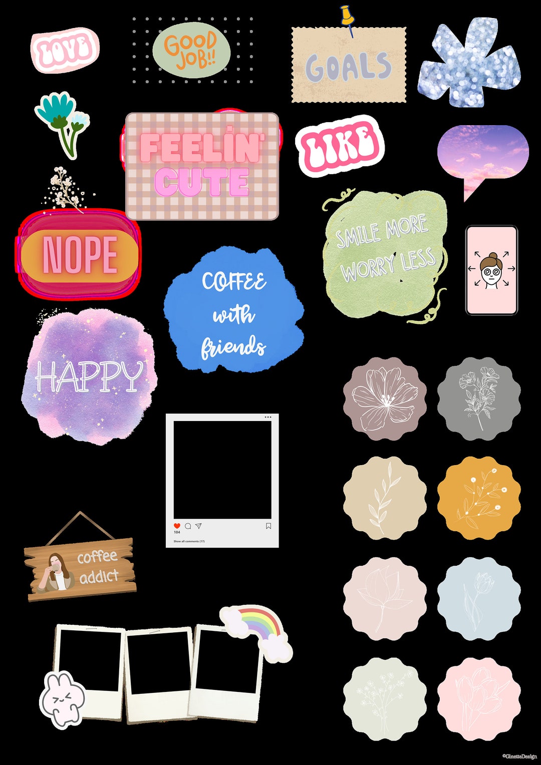 Digital Stickers Daily Life Stickers SVG PNG PDF - Etsy