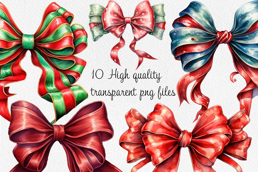 Christmas Ribbons Clipart, Transparent PNG, Christmas Bows Ready to Use ...