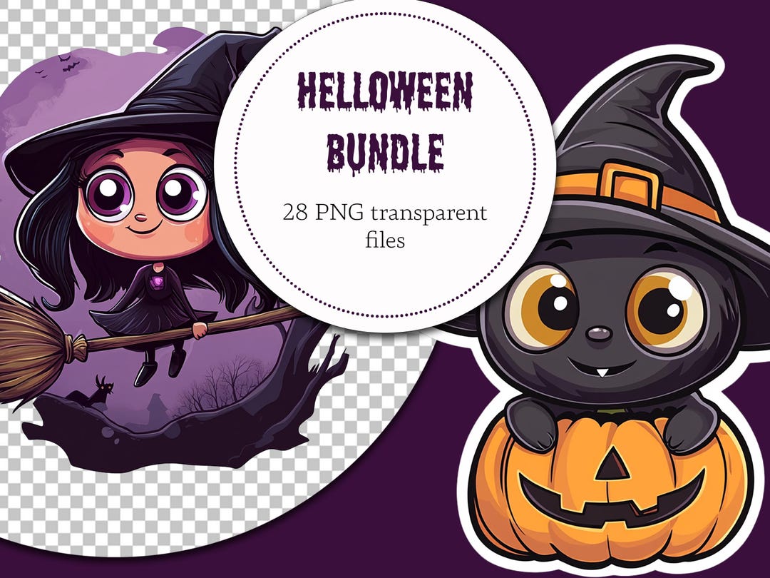 Spooky Cute Halloween Stickers, Clipart, Transparent PNG, Halloween ...