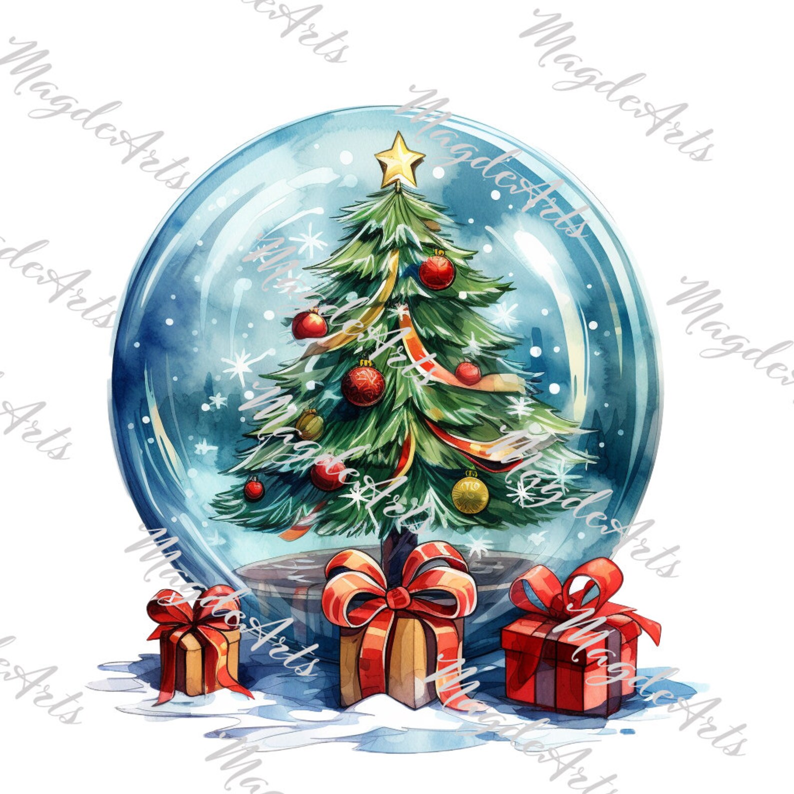 Christmas Tree Snow Globe PNG Clipart: Holiday Paperweight Designs ...