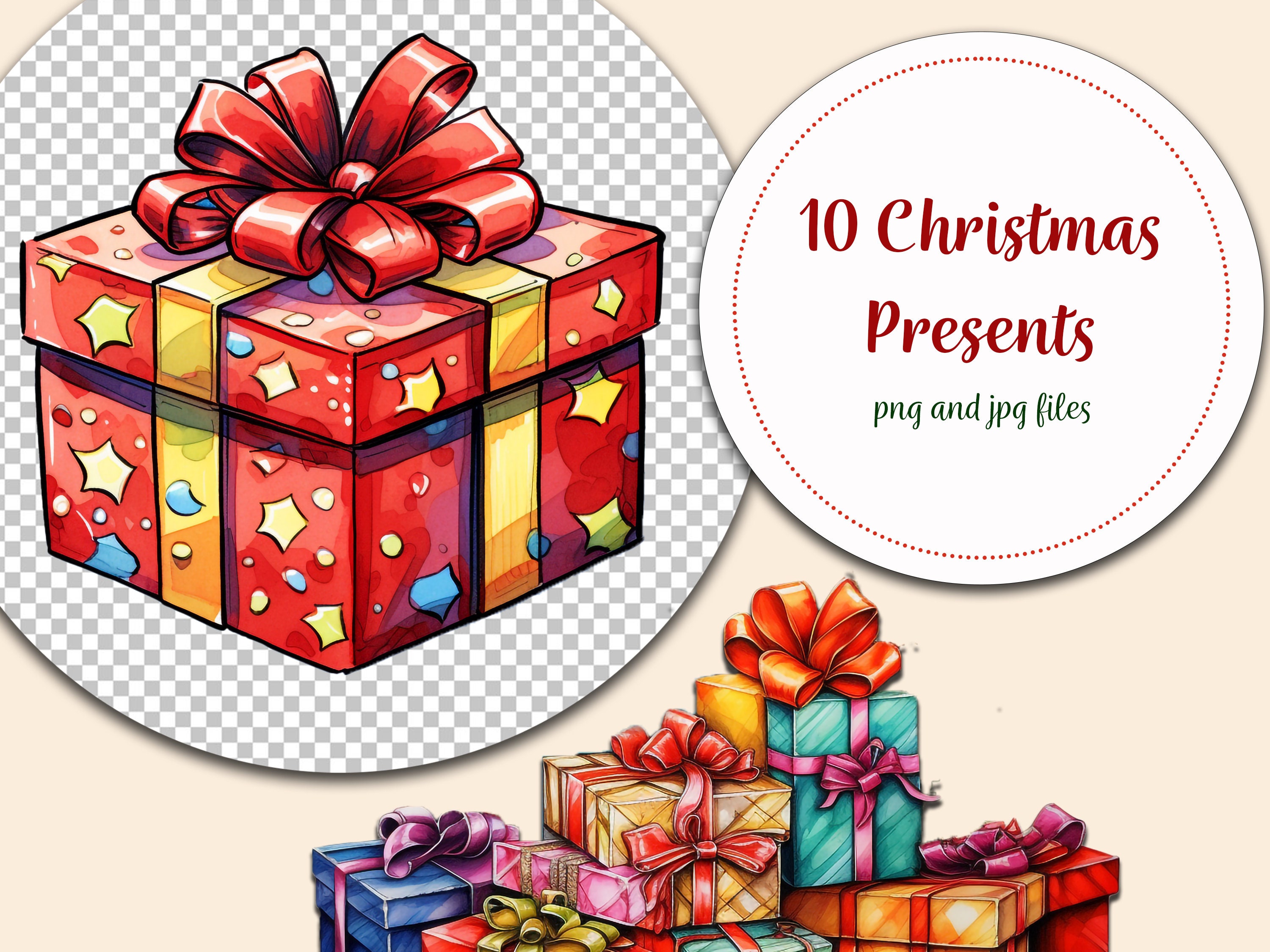 Christmas Presents Clipart Bundle Downloadable Christmas Gifts ...