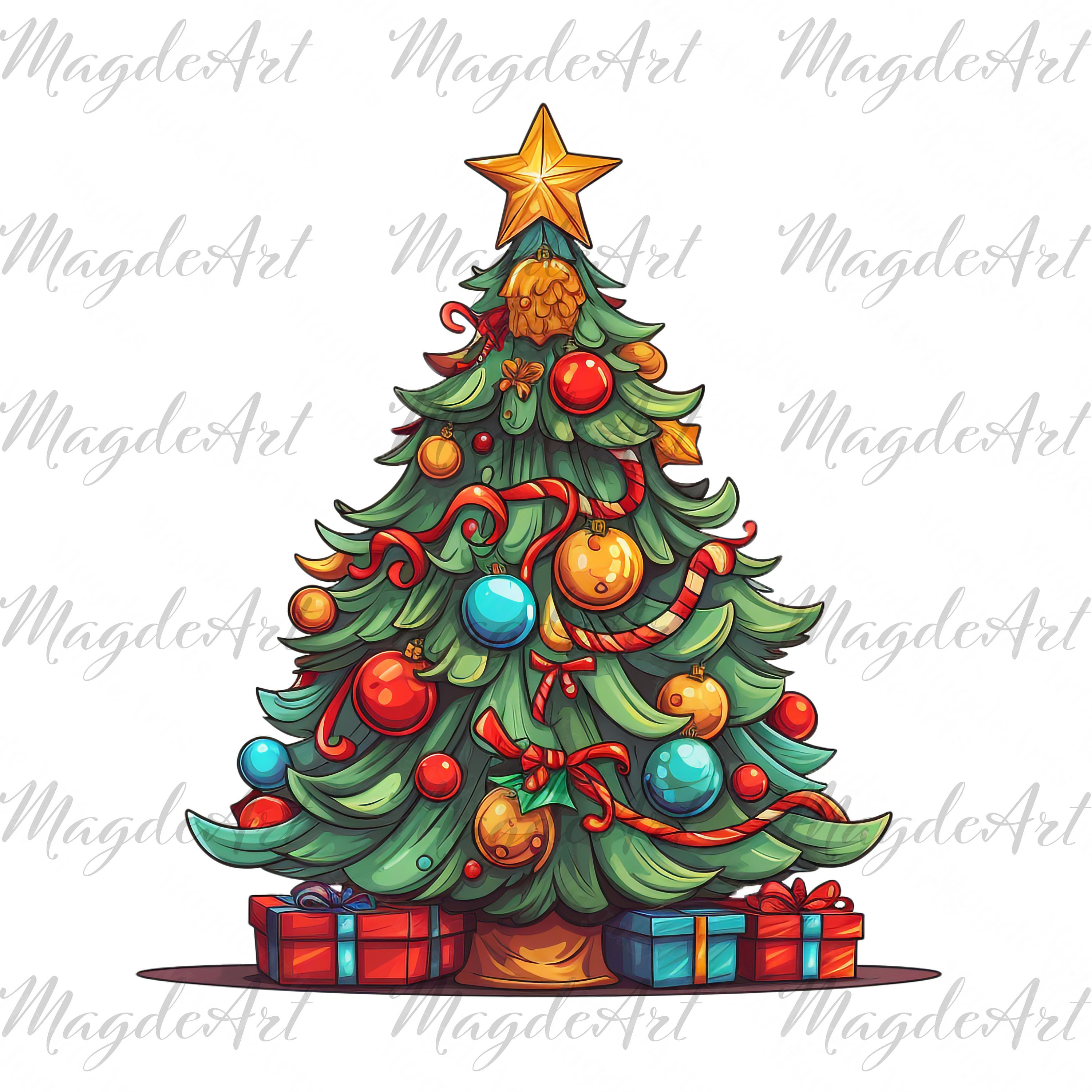 Christmas Tree Clipart Bundle Transparent PNG Suitable for - Etsy