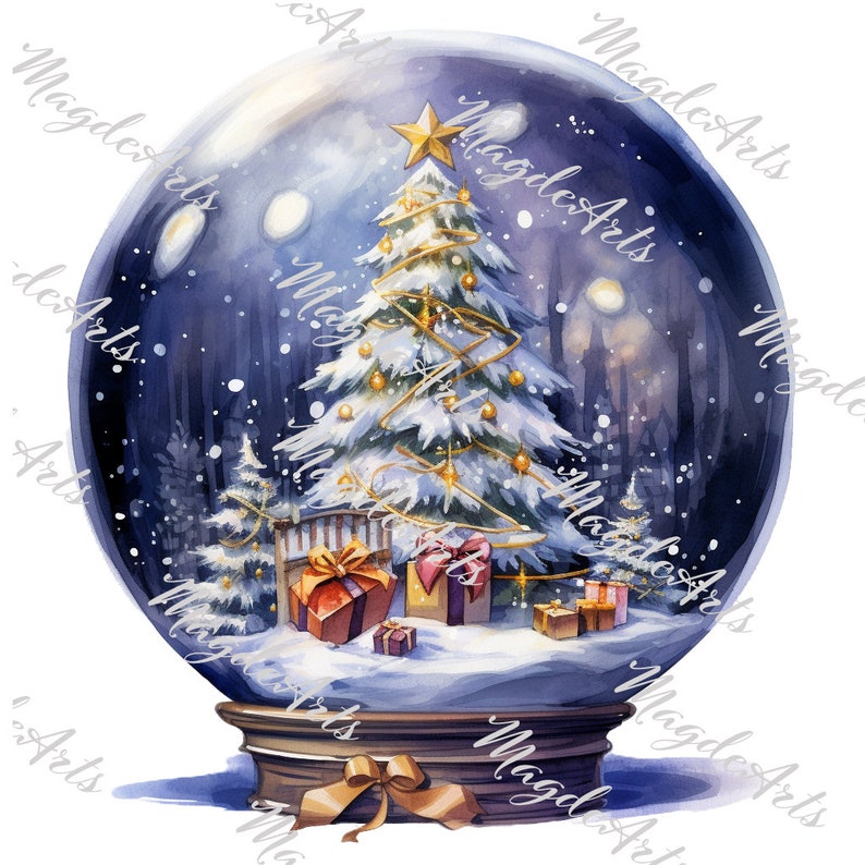 Christmas Tree Snow Globe PNG Clipart: Holiday Paperweight Designs ...