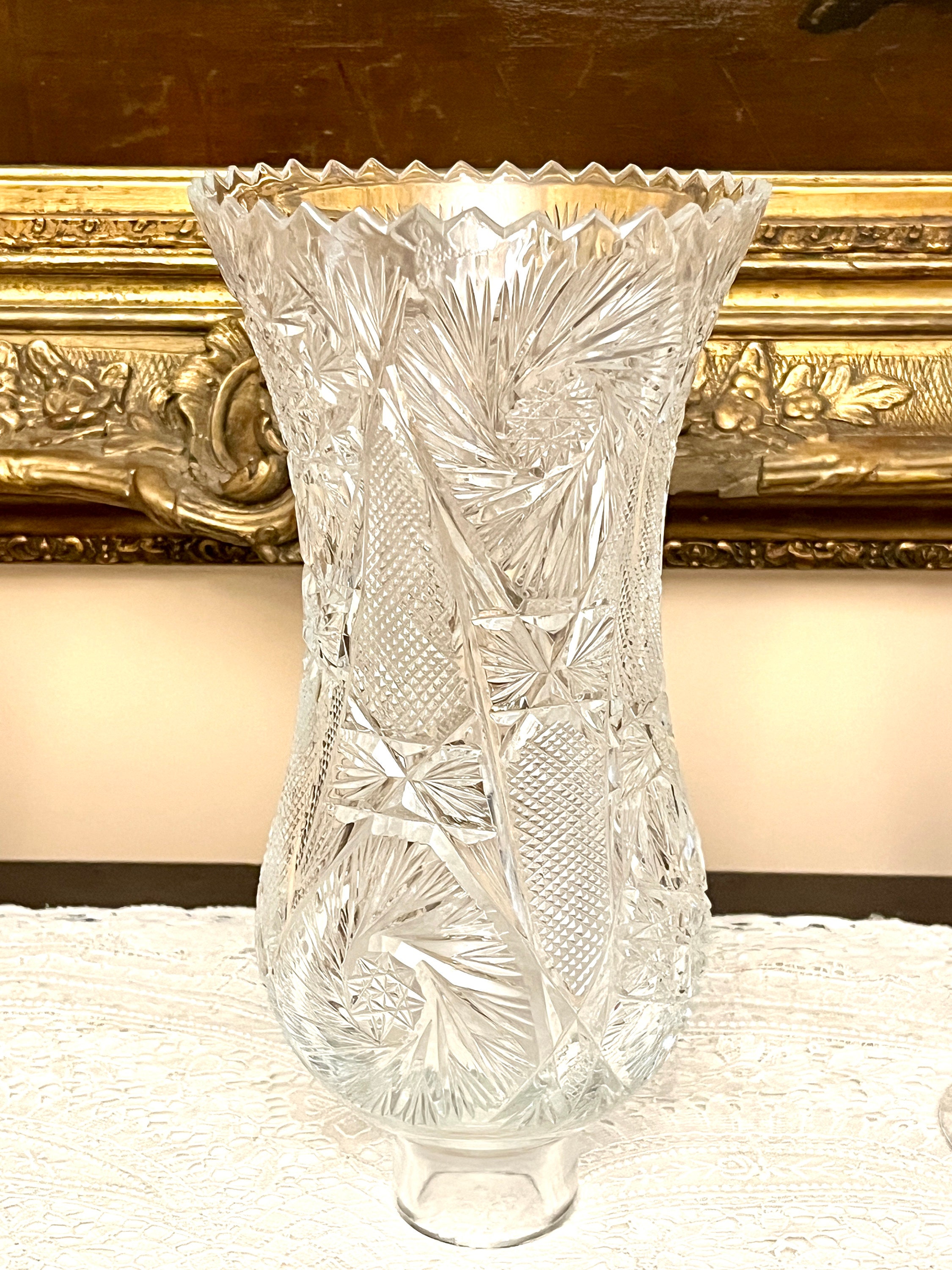 Stunning, Gorgeous, Monumental Large Antique Brilliant Style Cut Glass ...